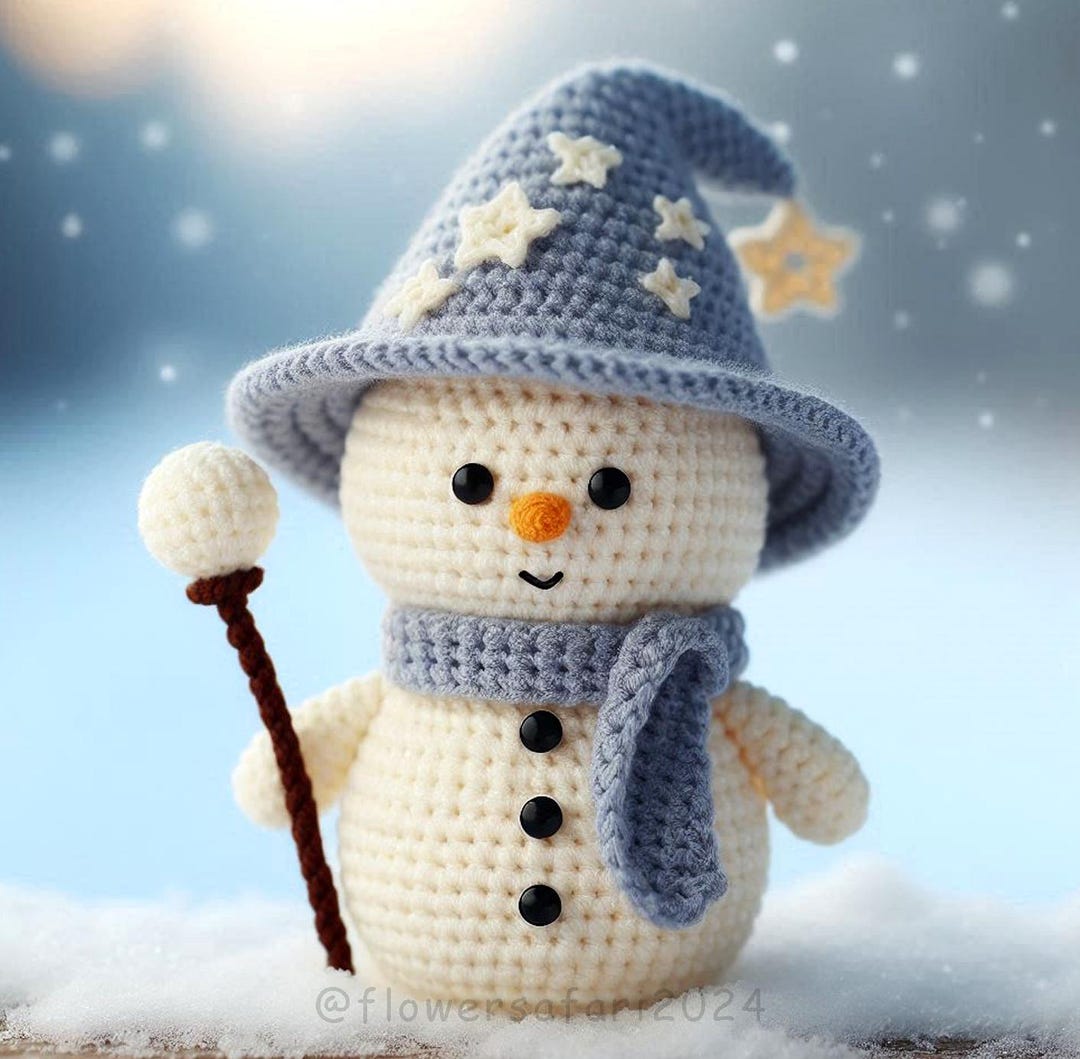 Magical Snowman Crochet Pattern , Mini Amigurumi Wizard Christmas ...