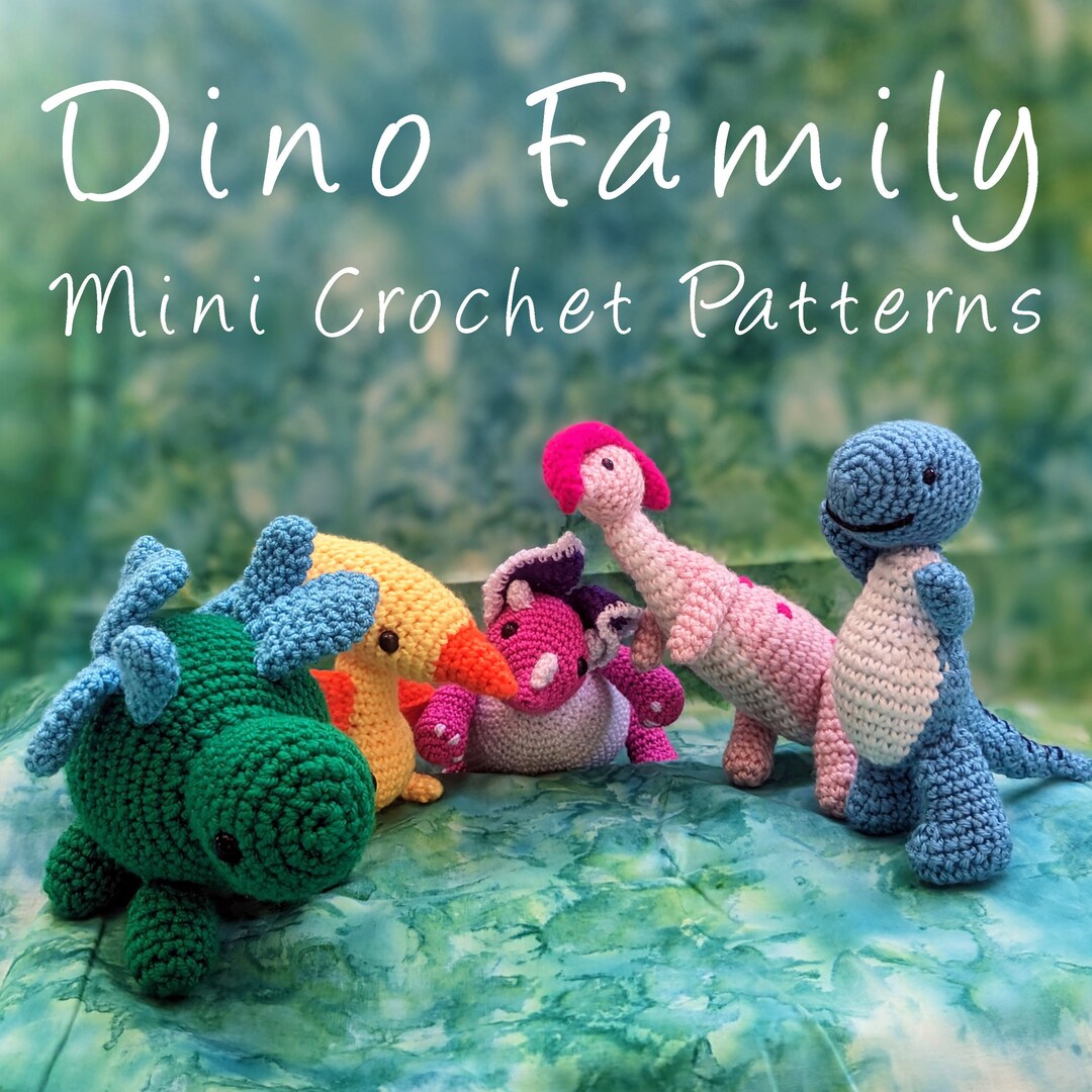 Set of 5 Mini Dino Crochet Pattern , Amigurumi Stegosaurus Crochet PDF ...