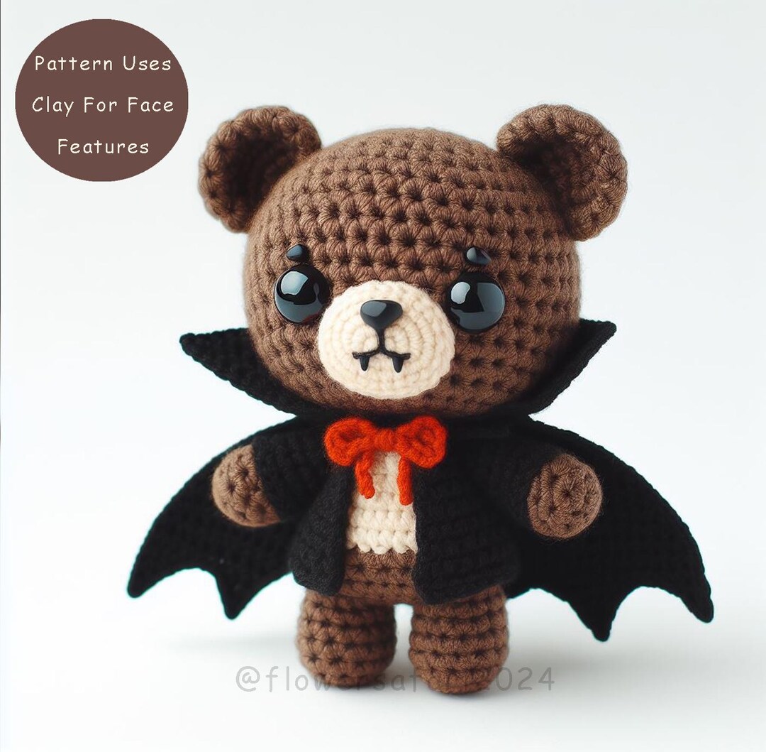 Vampire Bear Crochet Pattern , Amigurumi Halloween Bear Animal Crochet ...