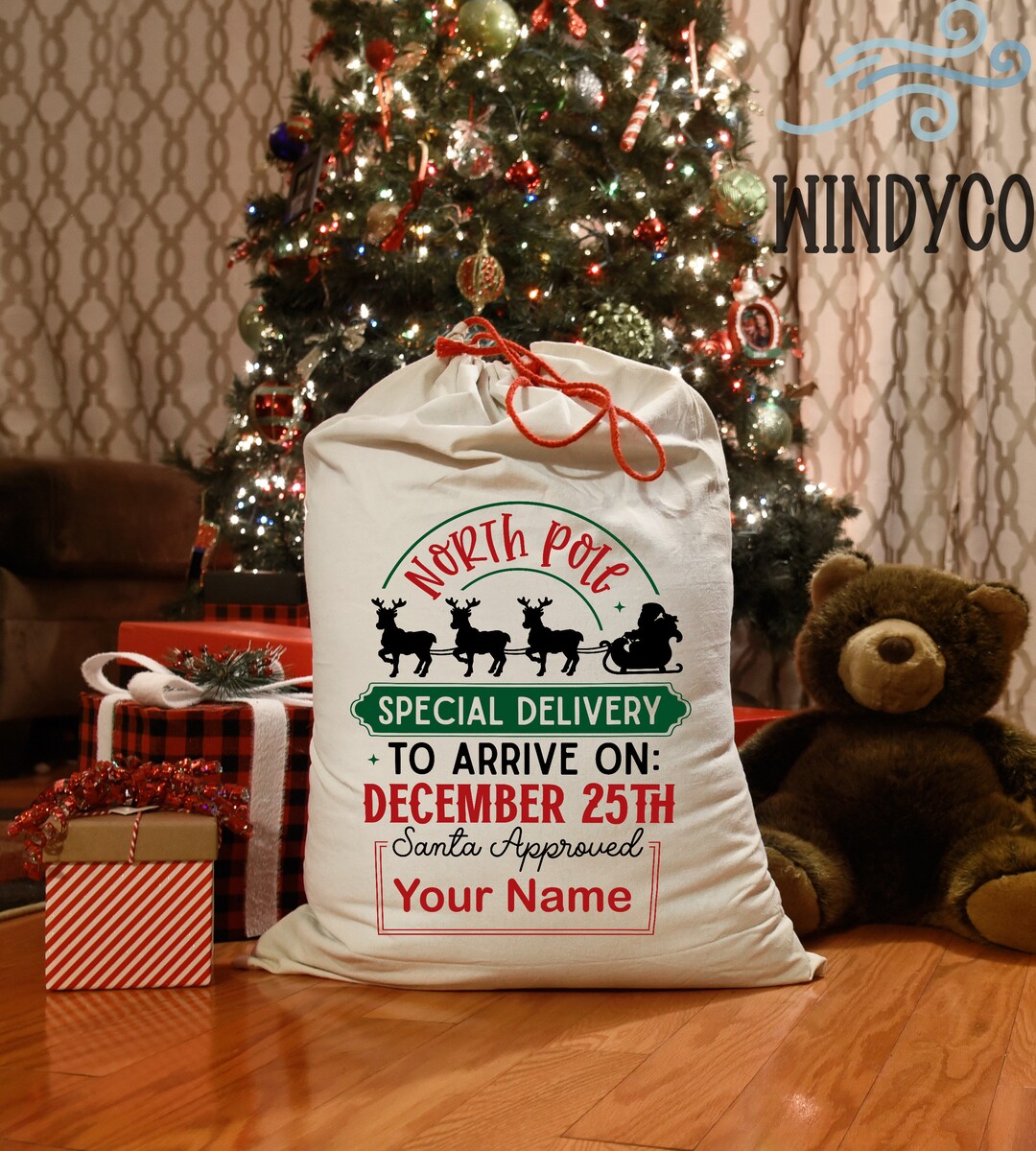 Personalized Santa Sack Bag, Custom Name Santa Sack, Christmas Present ...