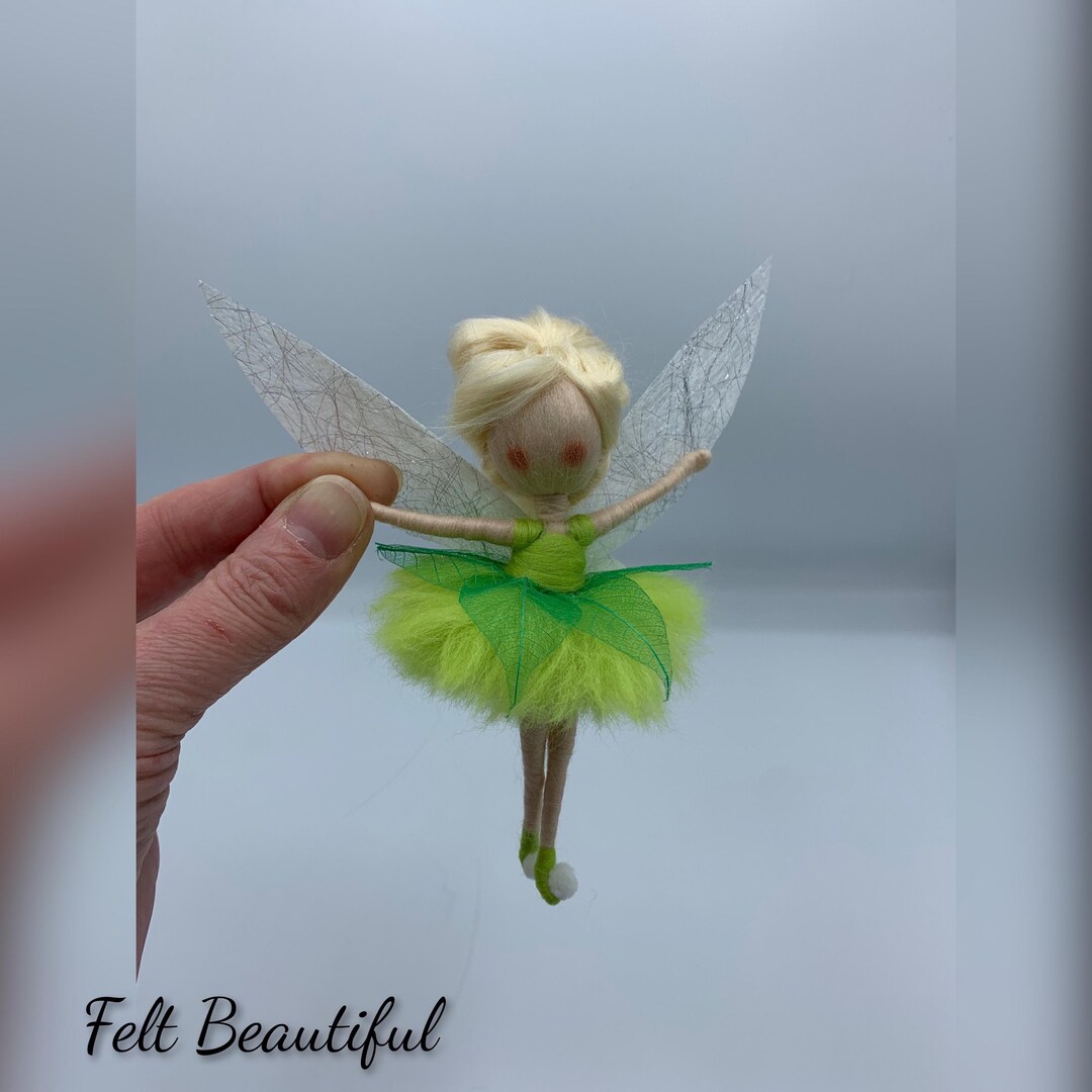 Needle Felted Tinkerbell Fairy: 'happy Thoughts' Wool Doll - Etsy