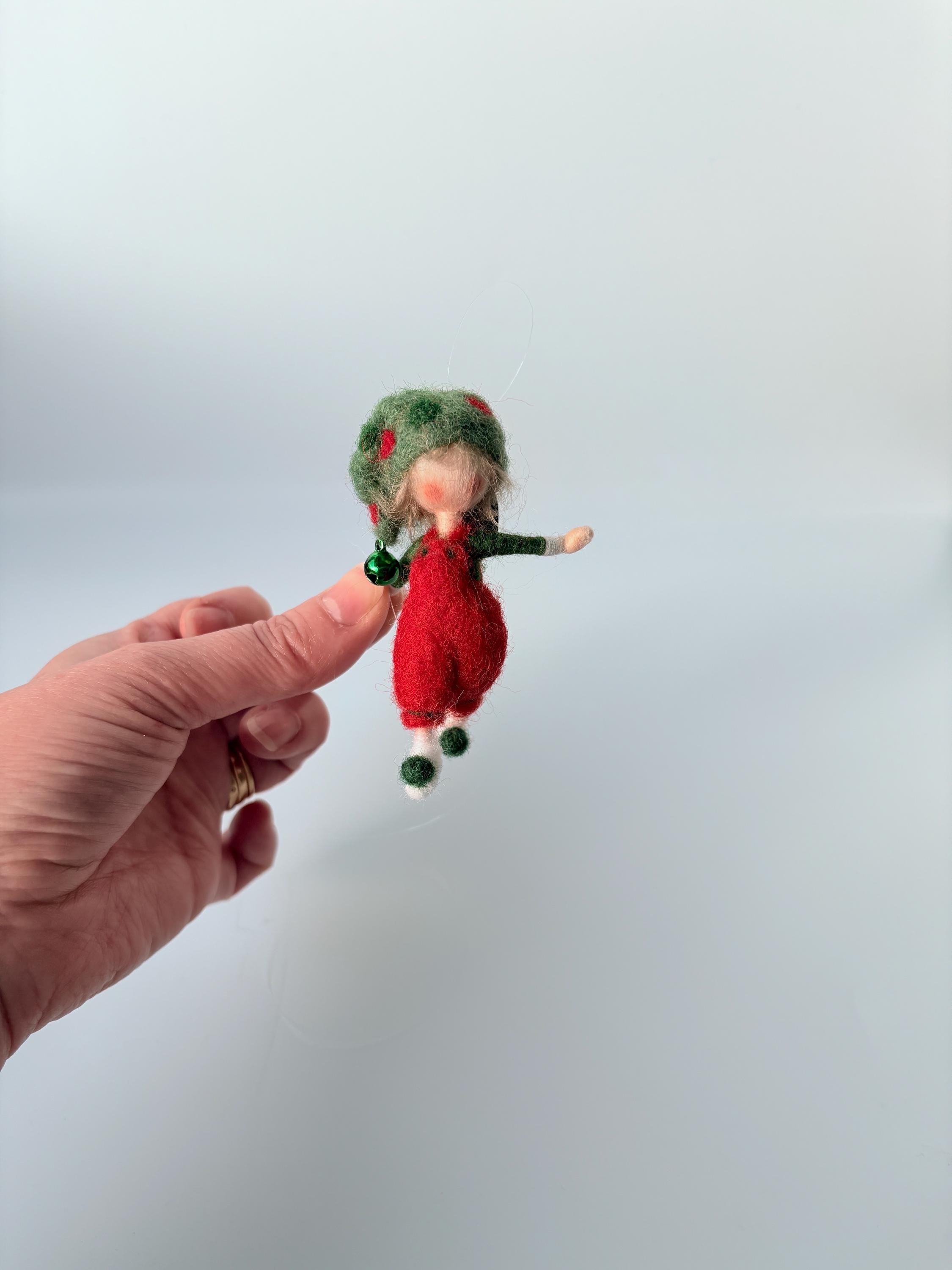 Needle Felted Christmas Elf Ornament: Tree Decoration, Keepsake Gift ...