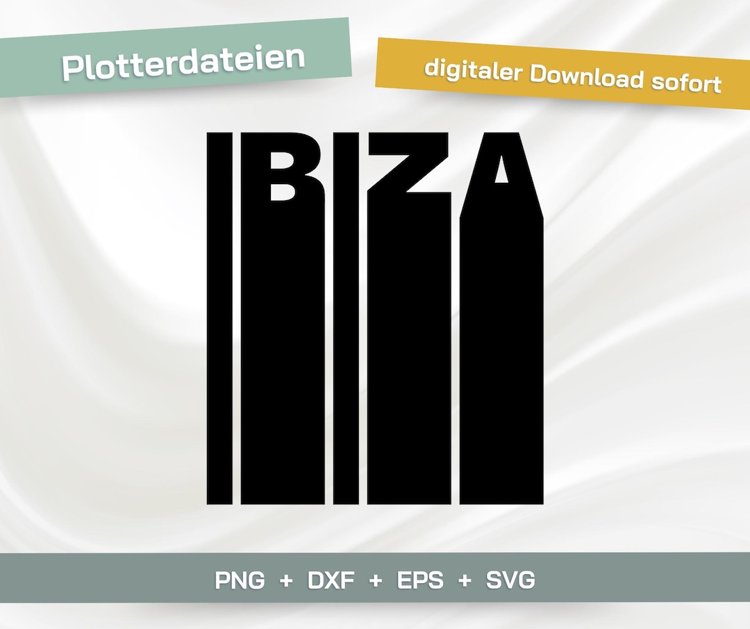 Plotter File IBIZA Letters With Bars Block Png Eps Svg Dxf Travel ...