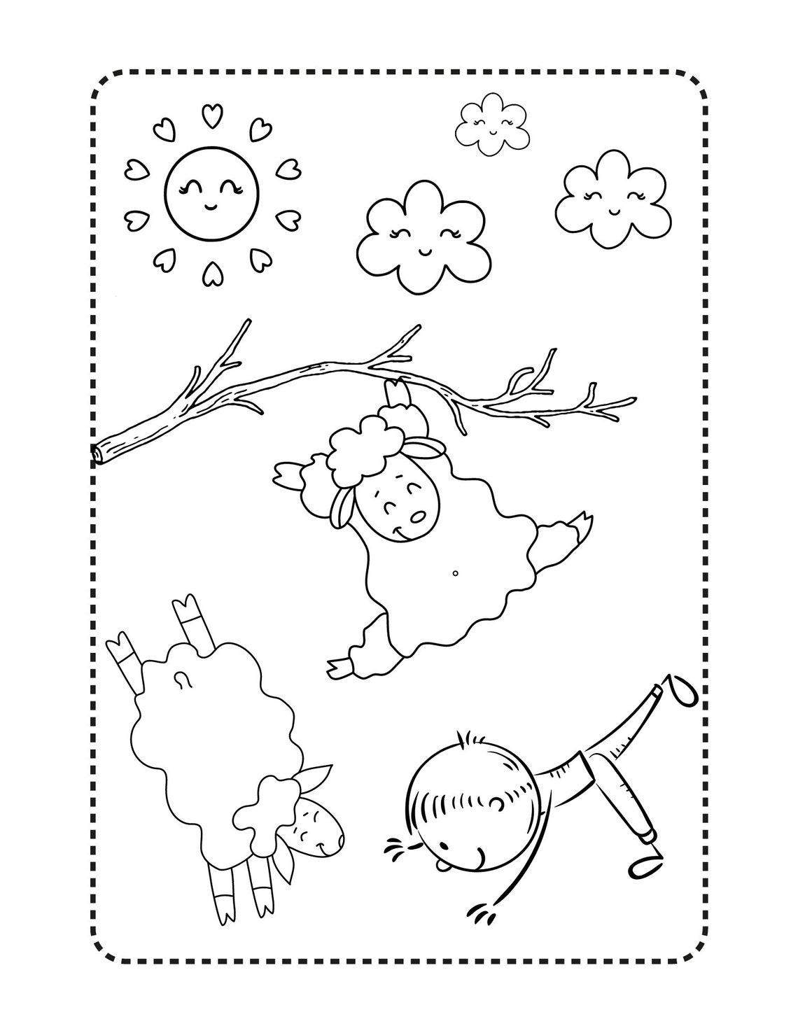 Yoga Kids and Animals Coloring Pages, Meditation Coloring, Chakras ...