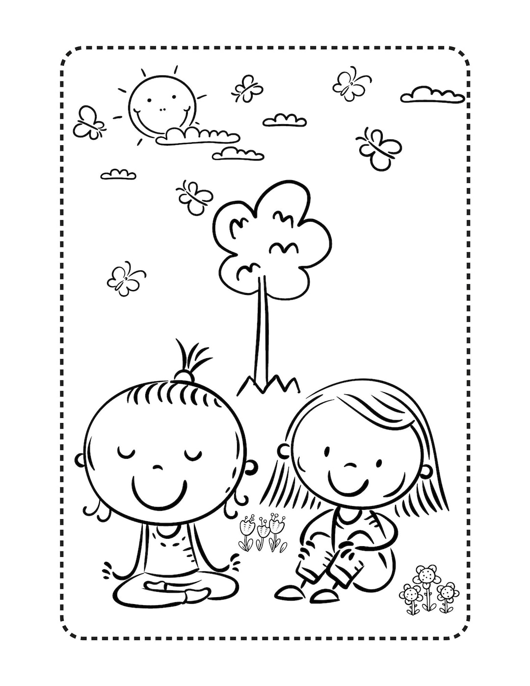 Yoga Kids and Animals Coloring Pages, Meditation Coloring, Chakras ...