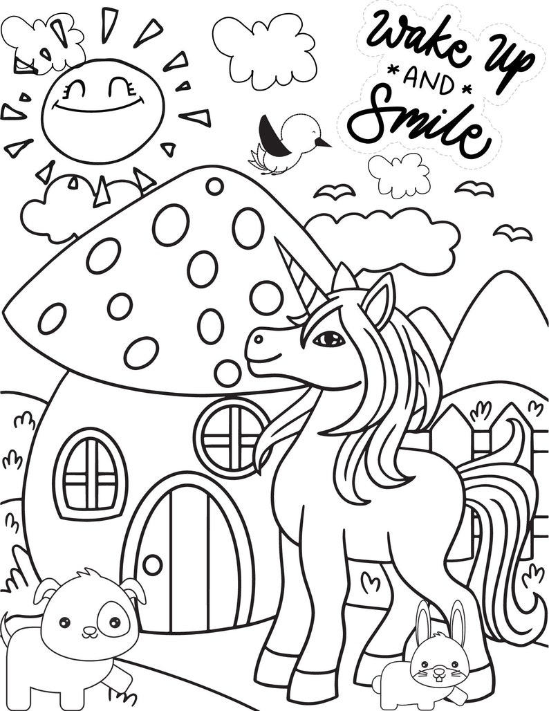 Kids Inspirational Coloring Pages With Cute Unicorns. Positive Sayings ...