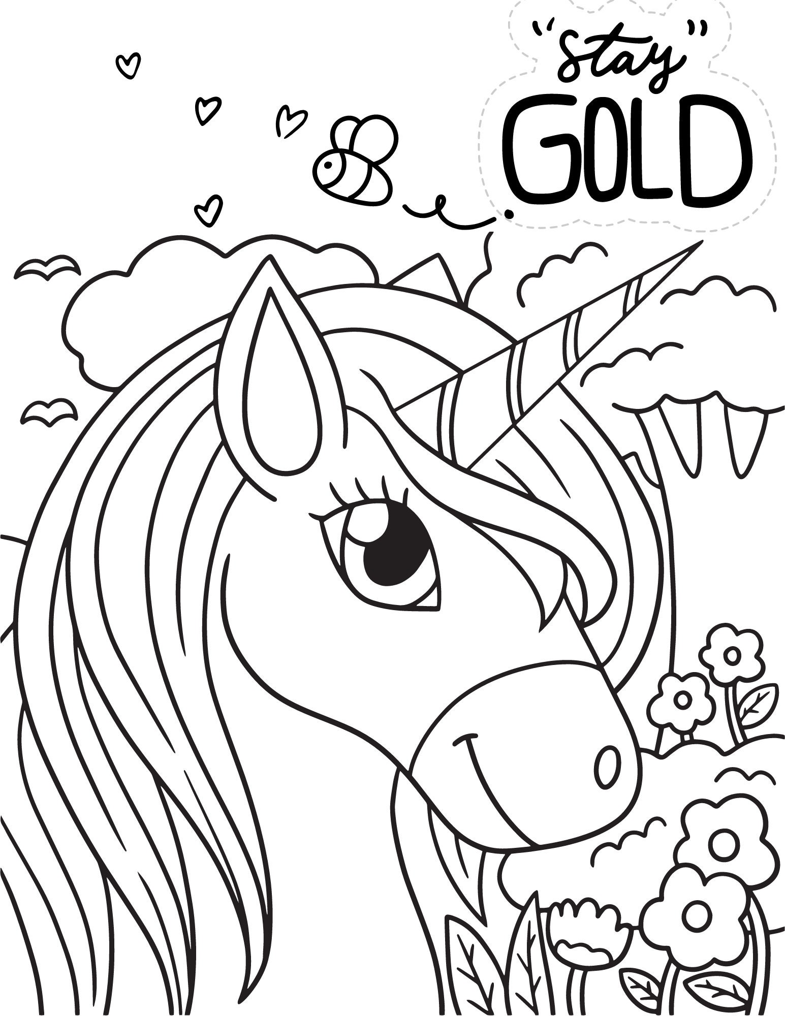 Kids Inspirational Coloring Pages With Cute Unicorns. Positive Sayings ...