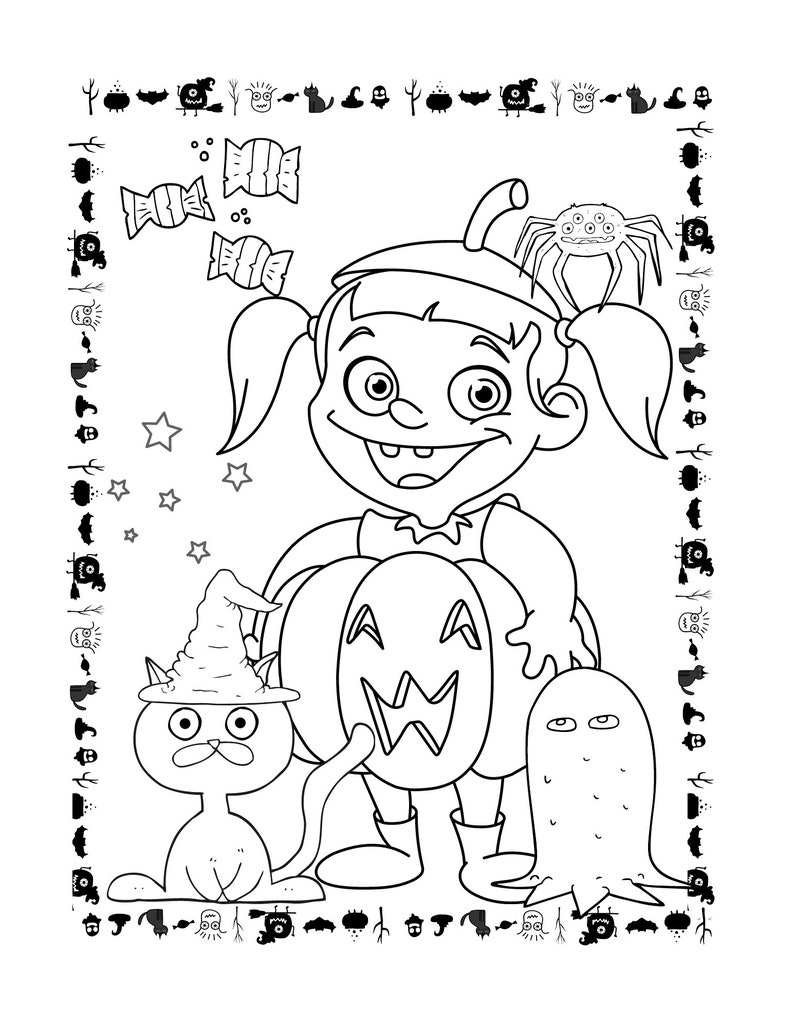 Kids Halloween Coloring Pages - 15 Halloween Coloring Pages/book. Trick ...