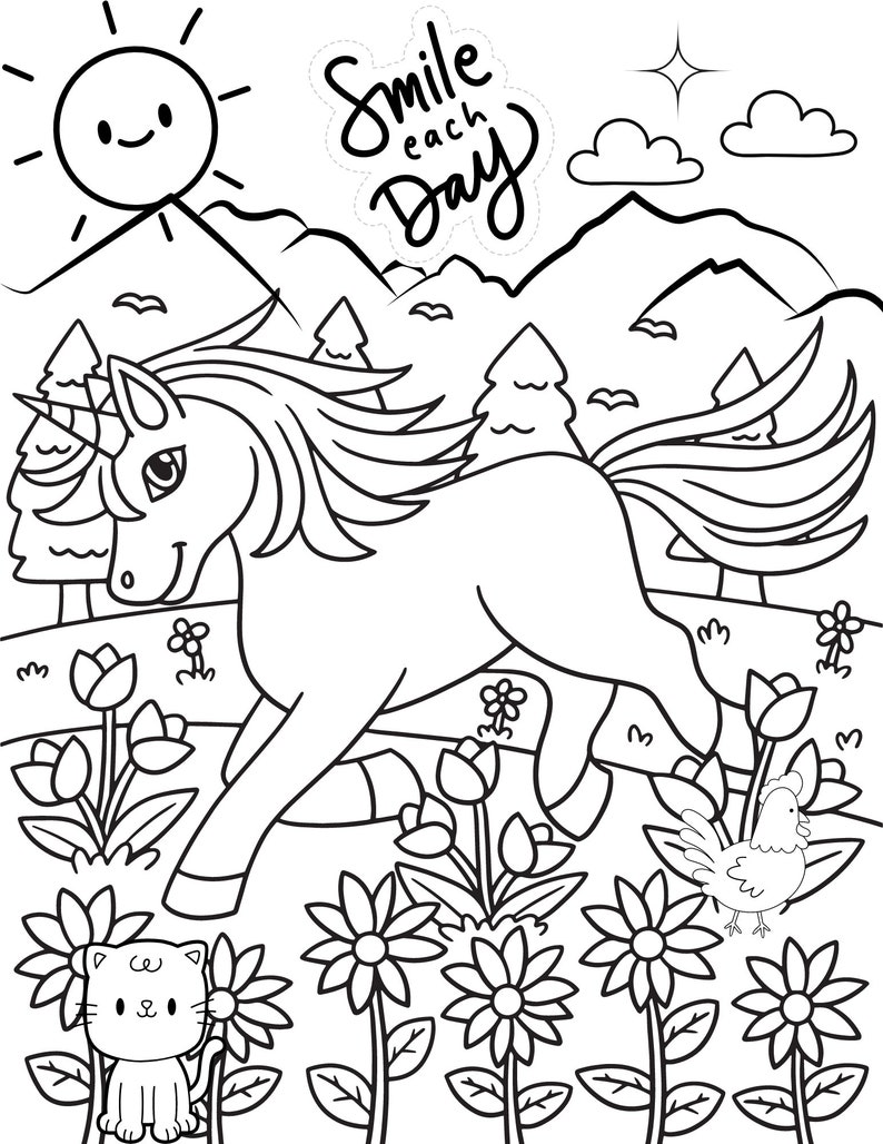 Kids Inspirational Coloring Pages With Cute Unicorns. Positive Sayings ...