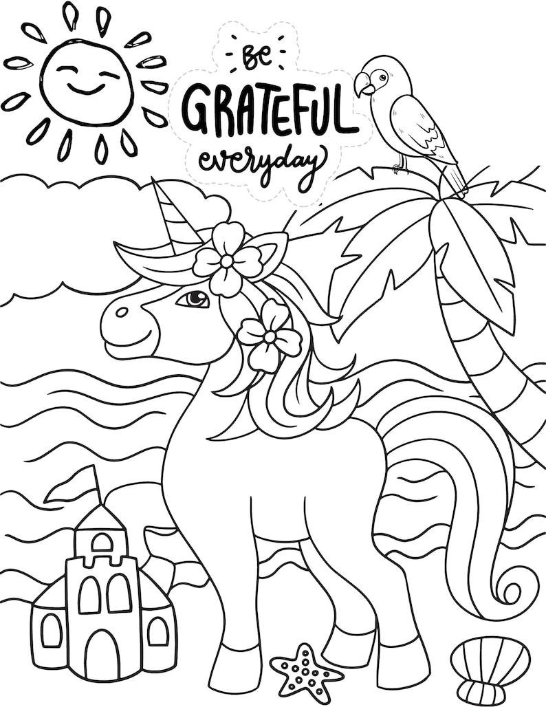 Kids Inspirational Coloring Pages With Cute Unicorns. Positive Sayings ...