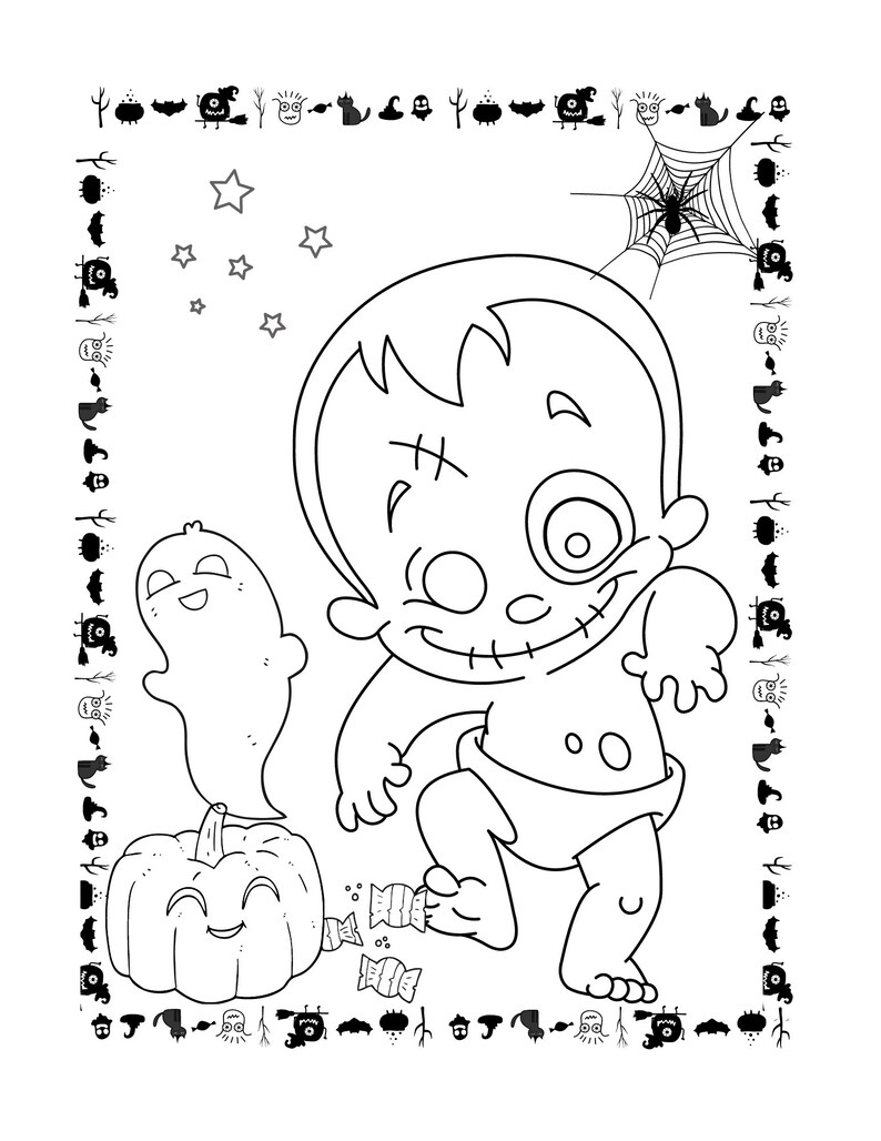 Kids Halloween Coloring Pages - 15 Halloween Coloring Pages/book. Trick ...