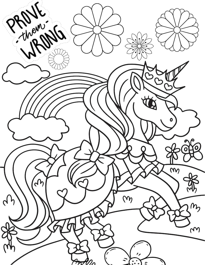 Kids Inspirational Coloring Pages With Cute Unicorns. Positive Sayings ...