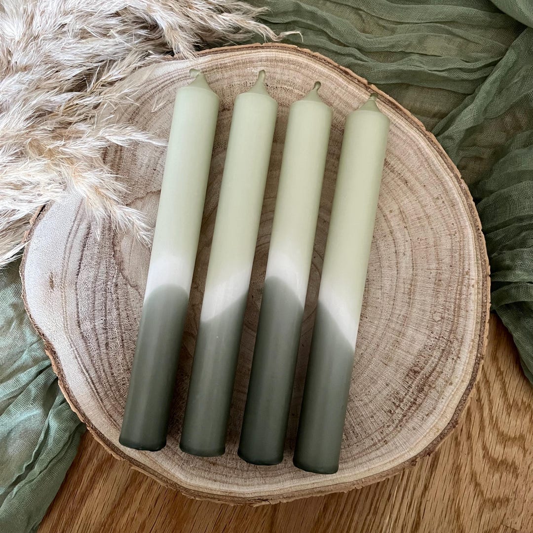 Dip-dye Taper Candle Set of 4 Dip-dye Taper Candles Dip-dye Green - Etsy