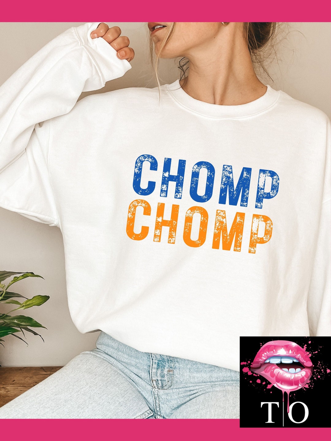 College Game Day Inspired Sweatshirt, Chomp Chomp Print, Available in Gray and White - Etsy
