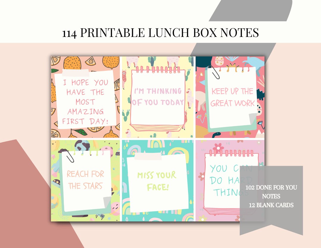 Printable Lunch Box Notes for Kids| Kids Lunchbox, Inspiring Quotes for ...
