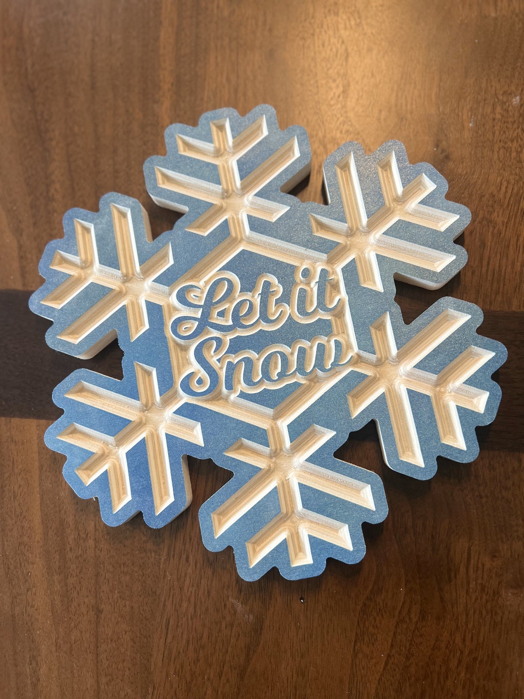 Let It Snow Snowflake, Winter Counter Décor, CNC File, DXF, Digital ...