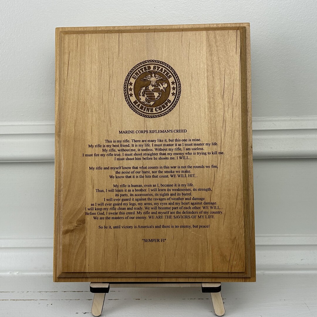 USMC Plaque, Marine Corps Rifleman’s Creed, Eagle Globe Anchor, USMC ...