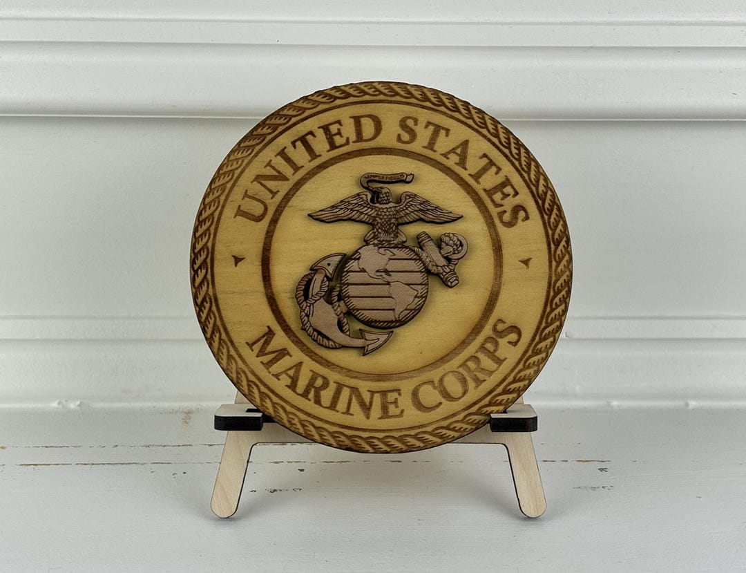 USMC Military Seal Desk Plaque: Engraved Poplar Wood, Red Alder Wood ...