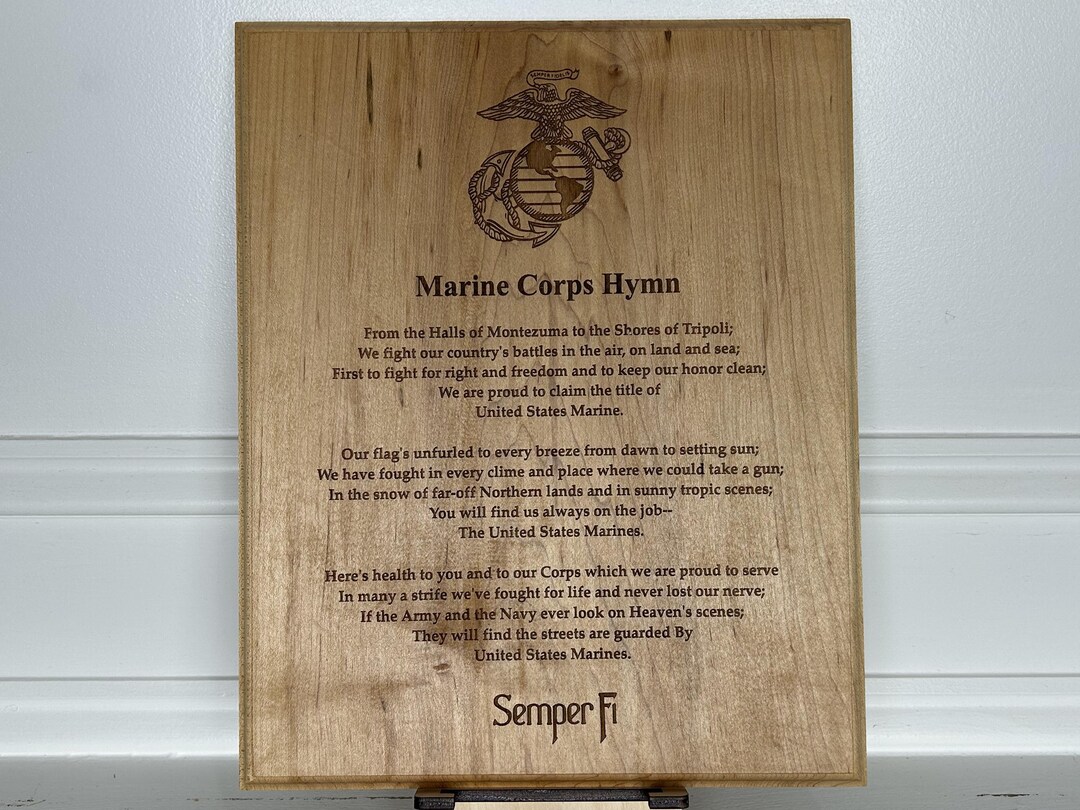 USMC Hymn Maple Plaque: Marine Corps Veteran Gift - Etsy