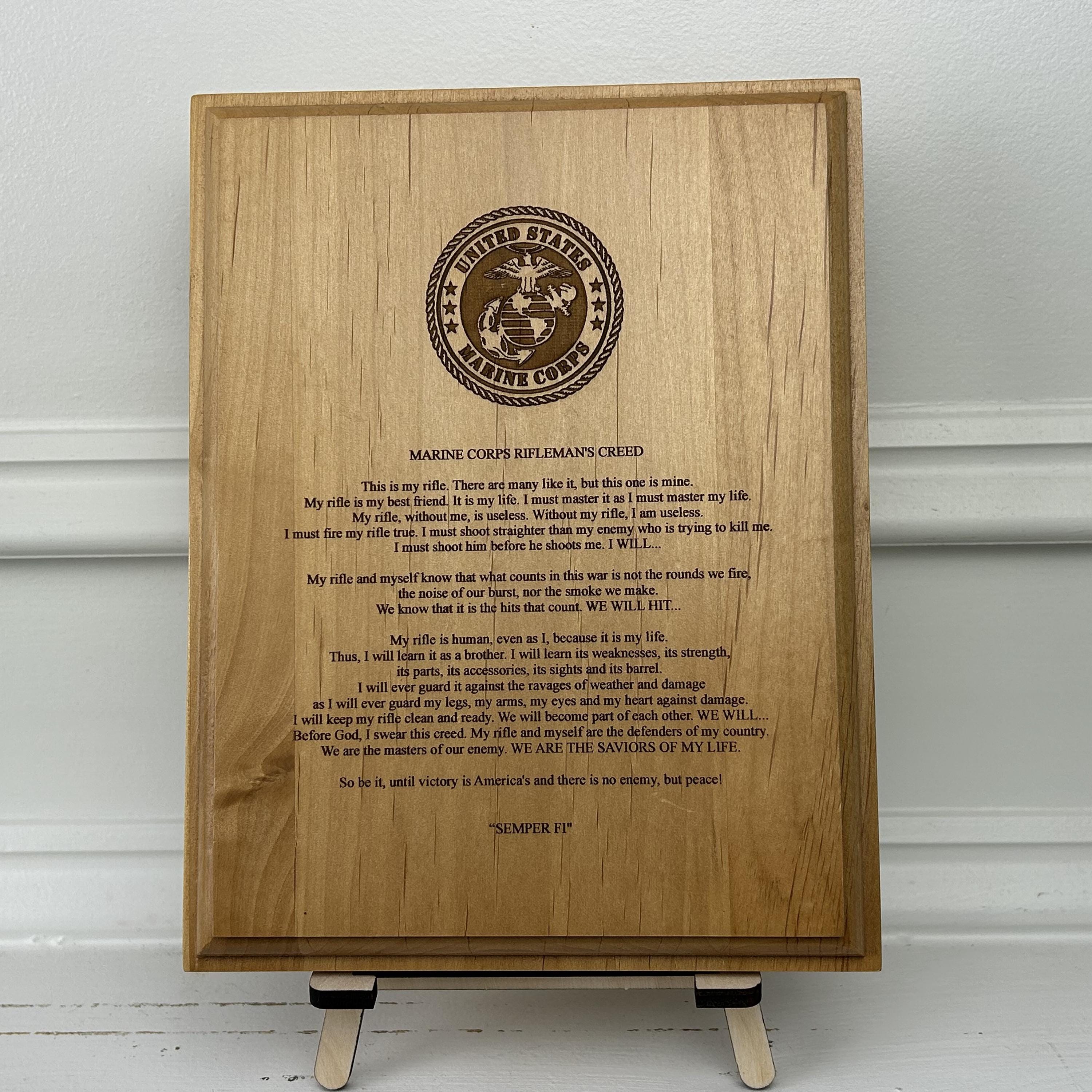 USMC Rifleman's Creed Maple Plaque 7" X 9", Marine Corps Veteran Gift ...