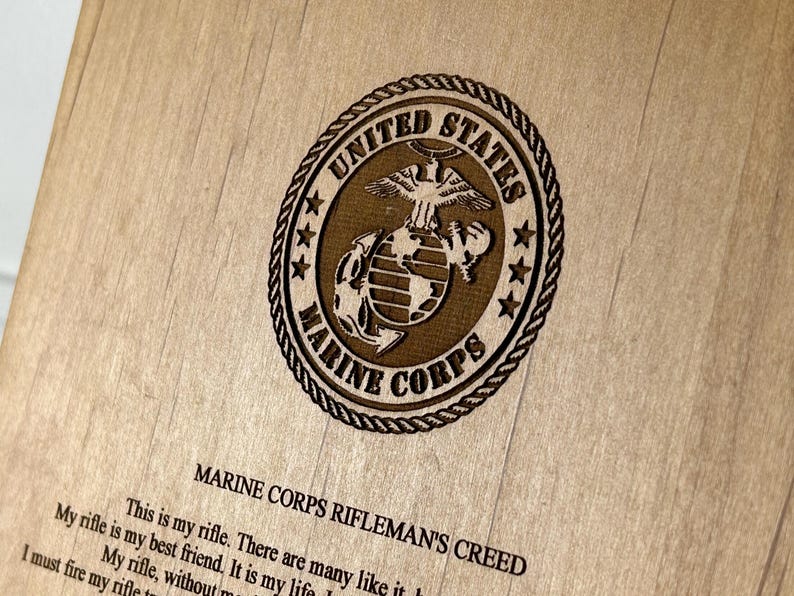 USMC Rifleman's Creed Maple Plaque 7" X 9", Marine Corps Veteran Gift ...