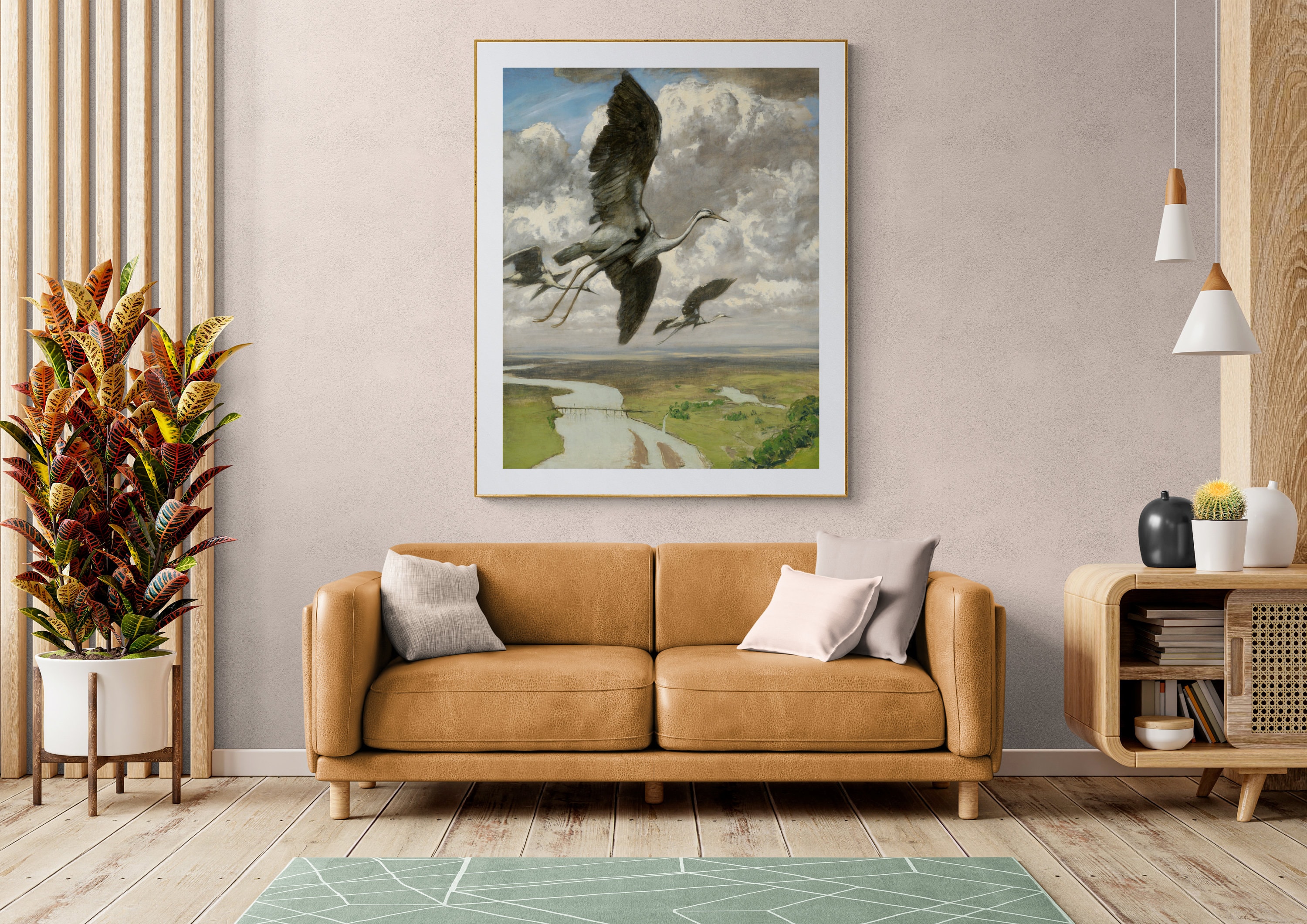 Bird Wall Art, Bird Flock Art, Bedroom Wall Painting, Crane Print, Bird ...