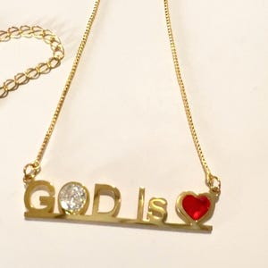 God is Love Necklace, Gold Plated Heart Pendant, Religious Jewelry - Etsy