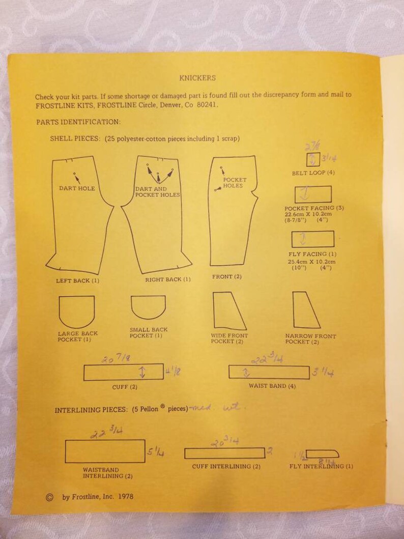 Frostline Kits 111 Knickers for Men's Medium Copyright 1978 Booklet and ...