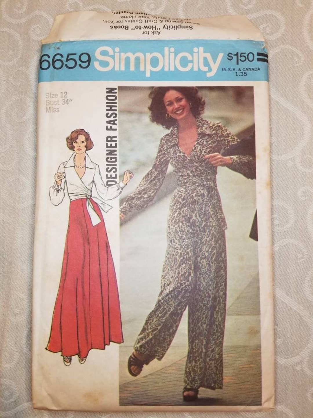 Simplicity 6659 Vintage Sewing Pattern for Misses' Front-wrap Top ...