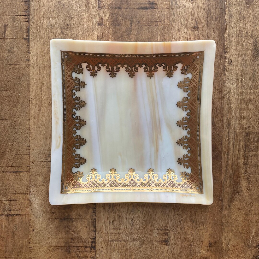 Vintage MCM Georges Briard Slag Square Glass Plate/tray. - Etsy