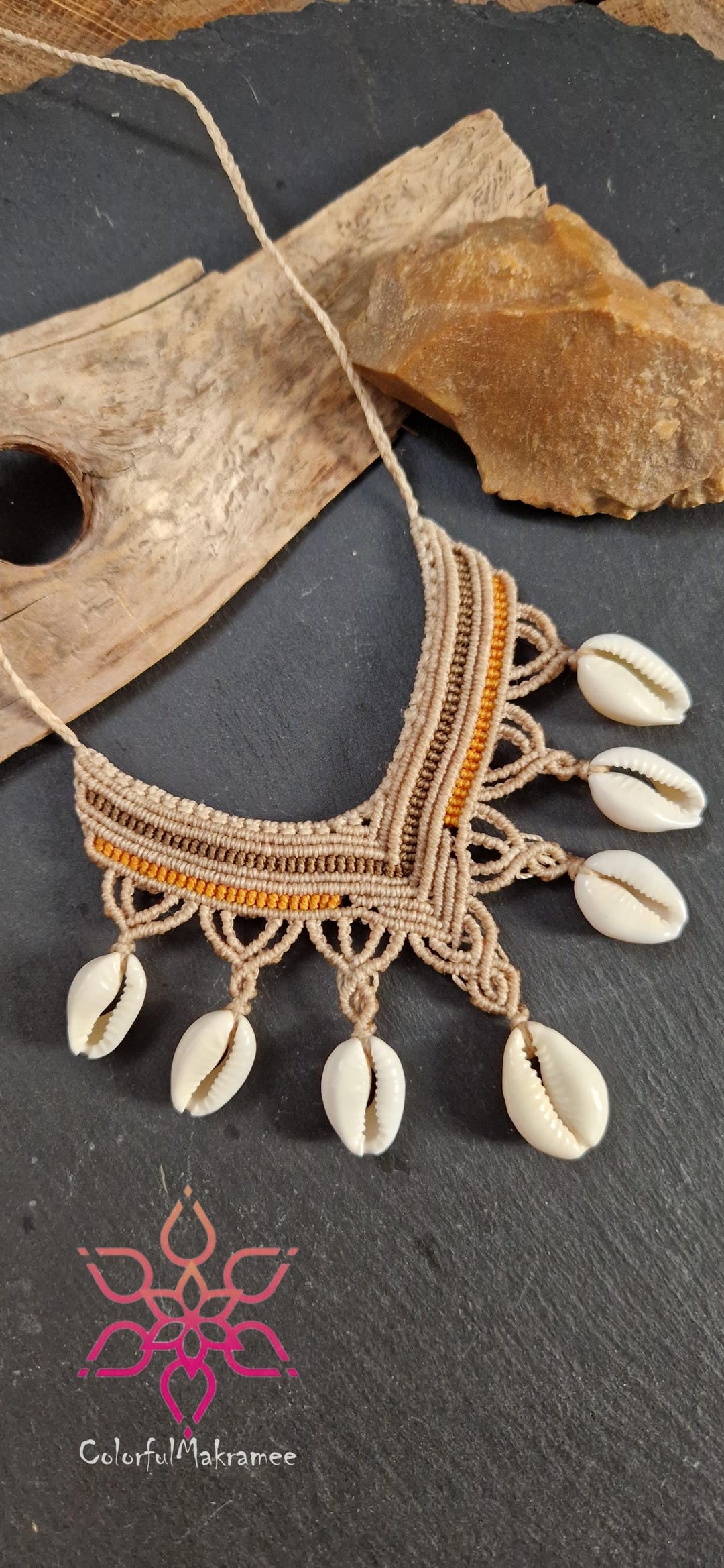 Macrame Macramé Bohemian Necklace With Cowrie Shells Shell Necklace - Etsy