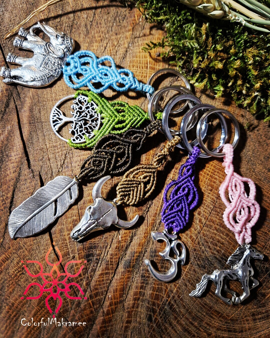 Macrame Macramé Keychain Keyring Symbol Pendant Keyring Macrame ...