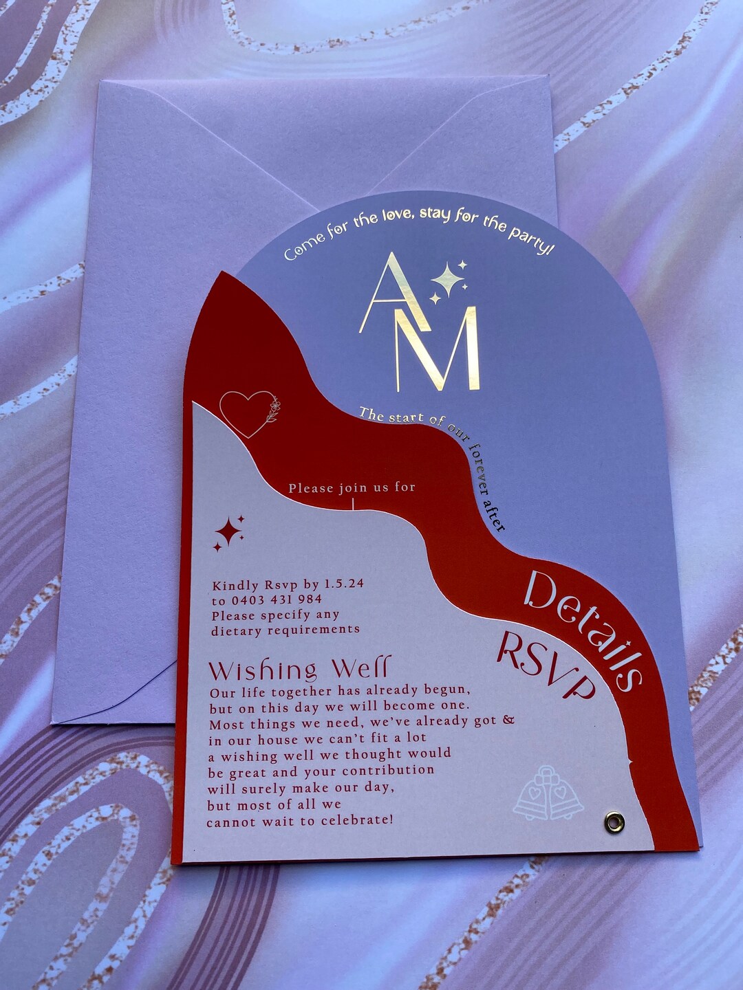 Wedding Invitation Set, Foil Invite Suite, Modern Layered Suite, Wave ...