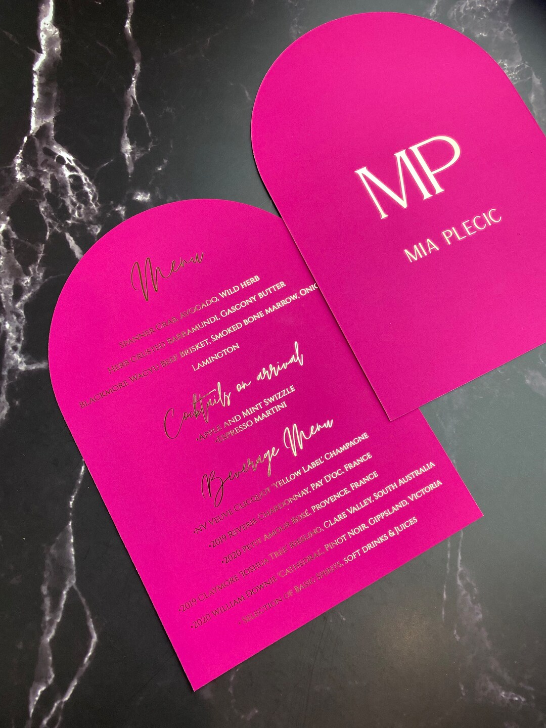 Printed Wedding Menu Arch Die Cut Shape, Table Decor, Invitations ...