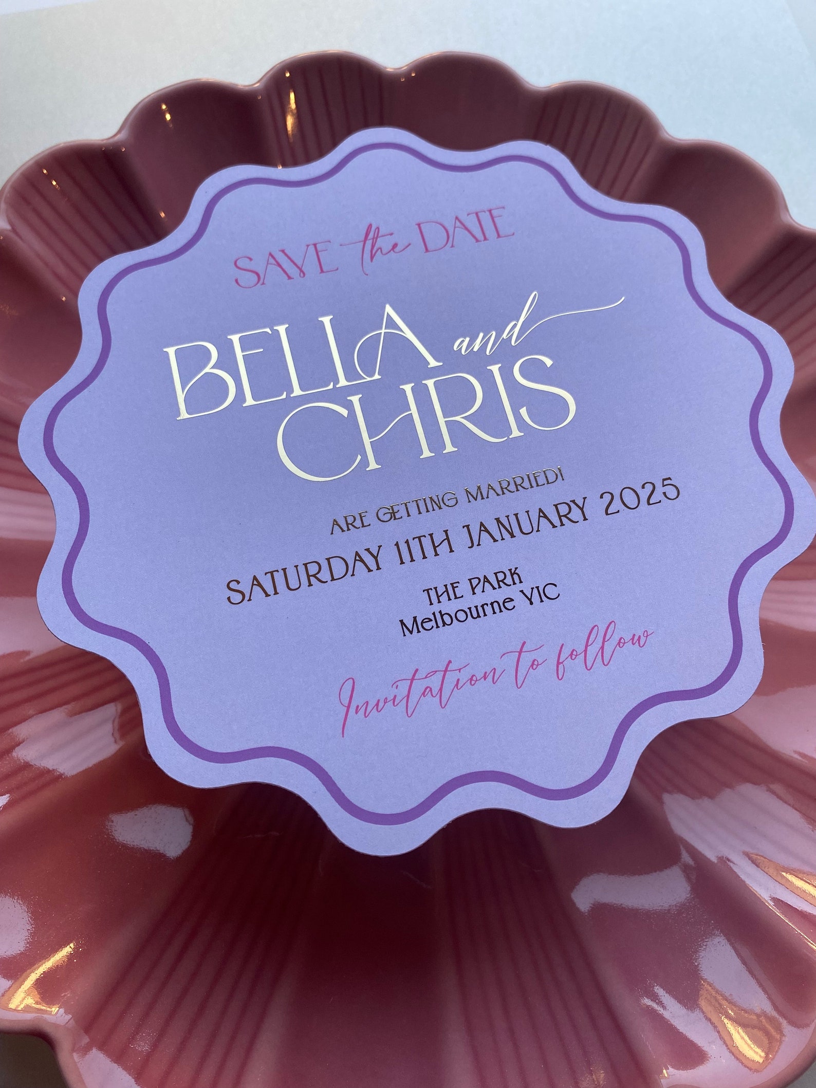 Wavy Scallop Edge Save the Date Invite Modern Pastel Save the Date ...