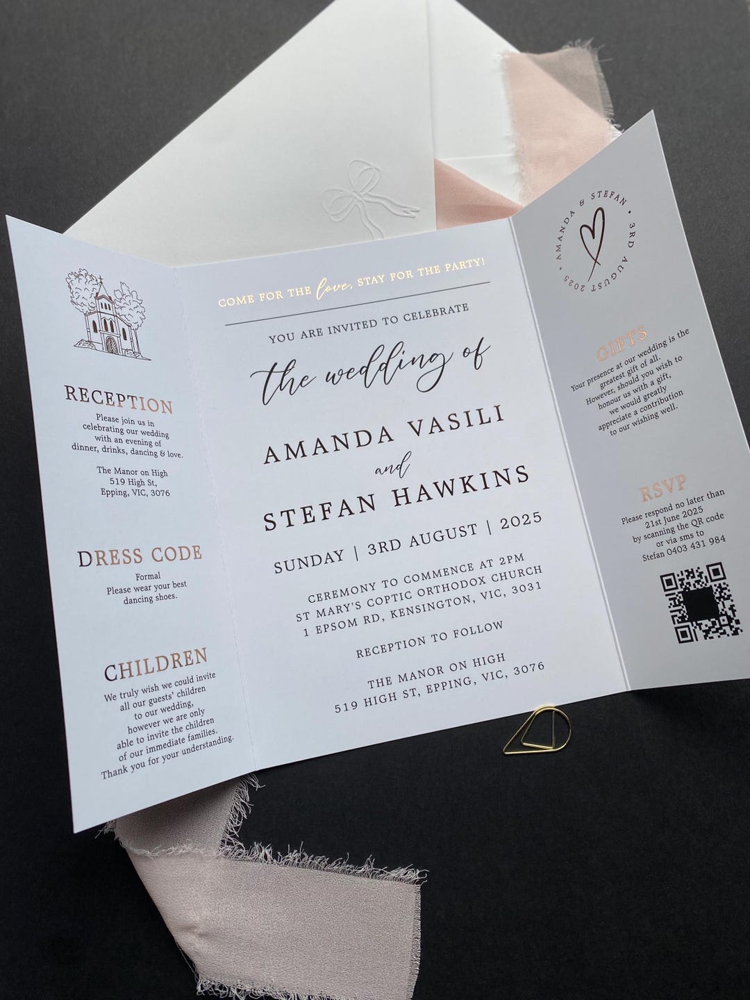 Gold Foil Gatefold Wedding Invitation: Luxe Velvet Finish - Etsy