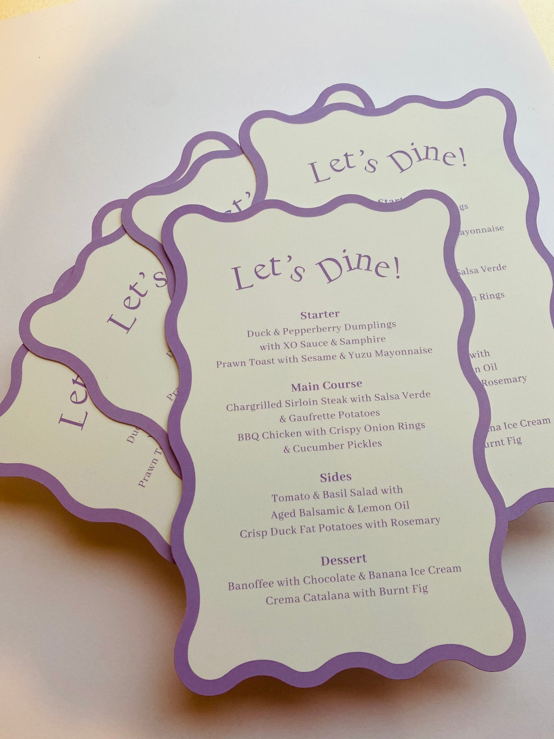 Lilac Wave Wedding Table Menu, Wedding Menus Place Cards - Personalised ...