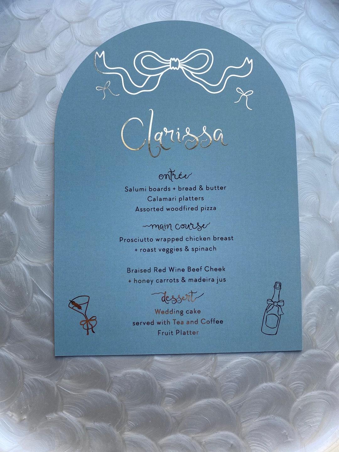 Bow Arch Table Menu | Modern Wedding Menus | Personalised Wedding Menu ...