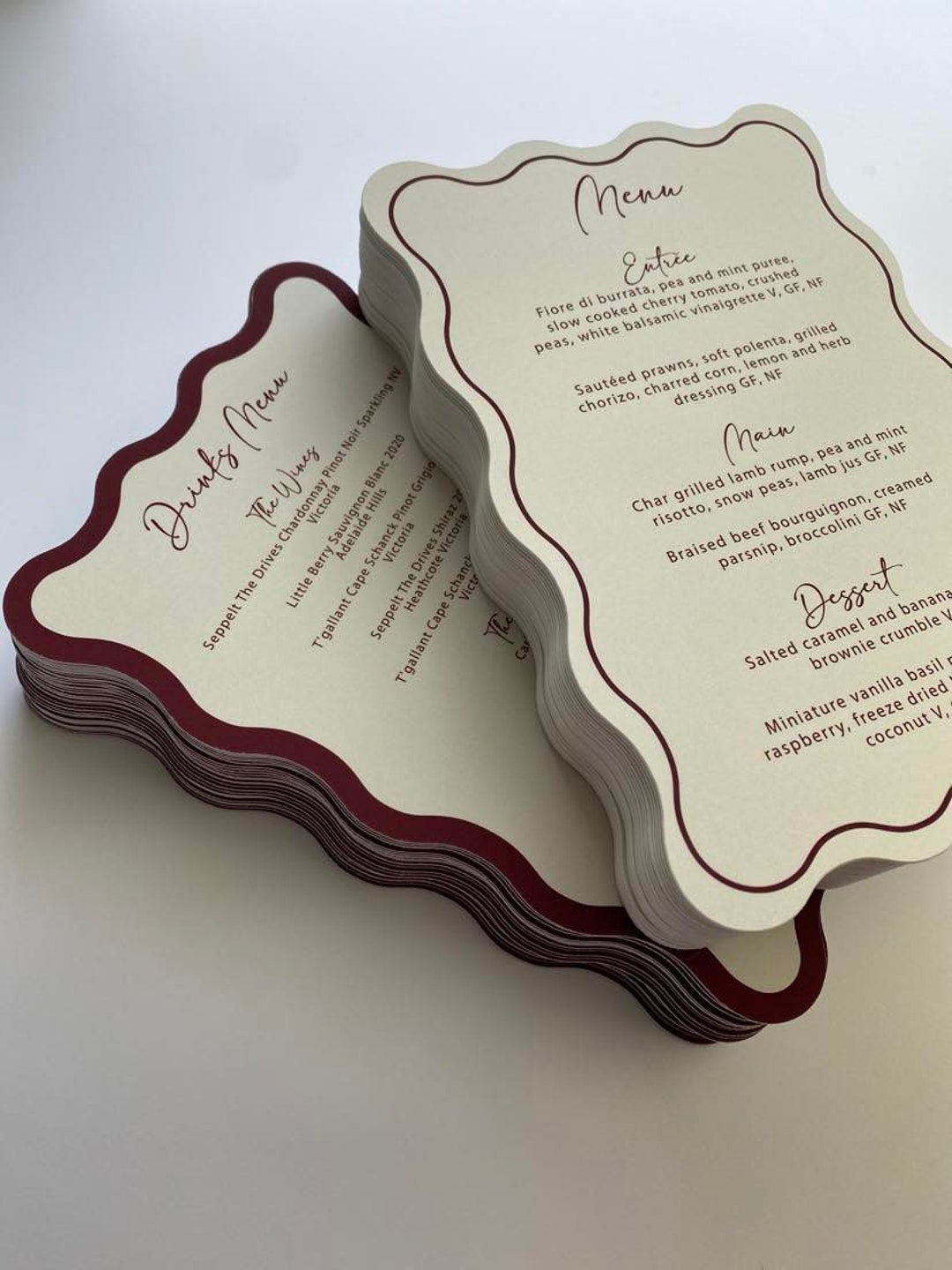 Wave Wedding Table Menu and Drinks Menu Bundle - Personalised Wedding ...