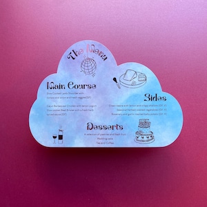 Cloud Shape Table Menu, Wedding Menus, Illustrated Wedding Menu ...