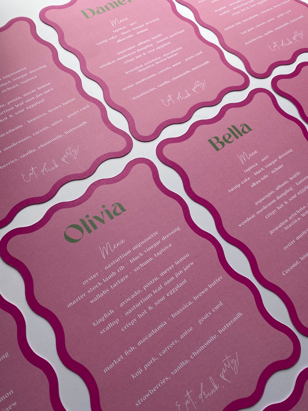 Wave Wedding Table Menu, Wedding Menus Place Cards - Personalised ...