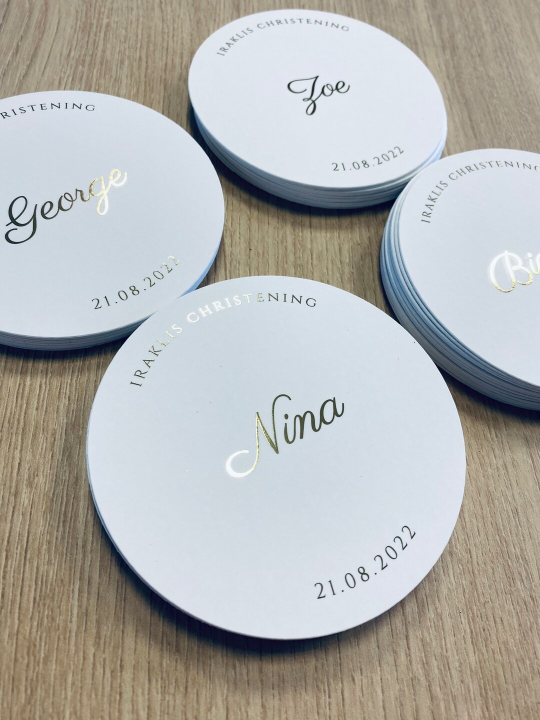 Foil Circle Place Cards Name Cards Baptism Christening - Etsy Australia