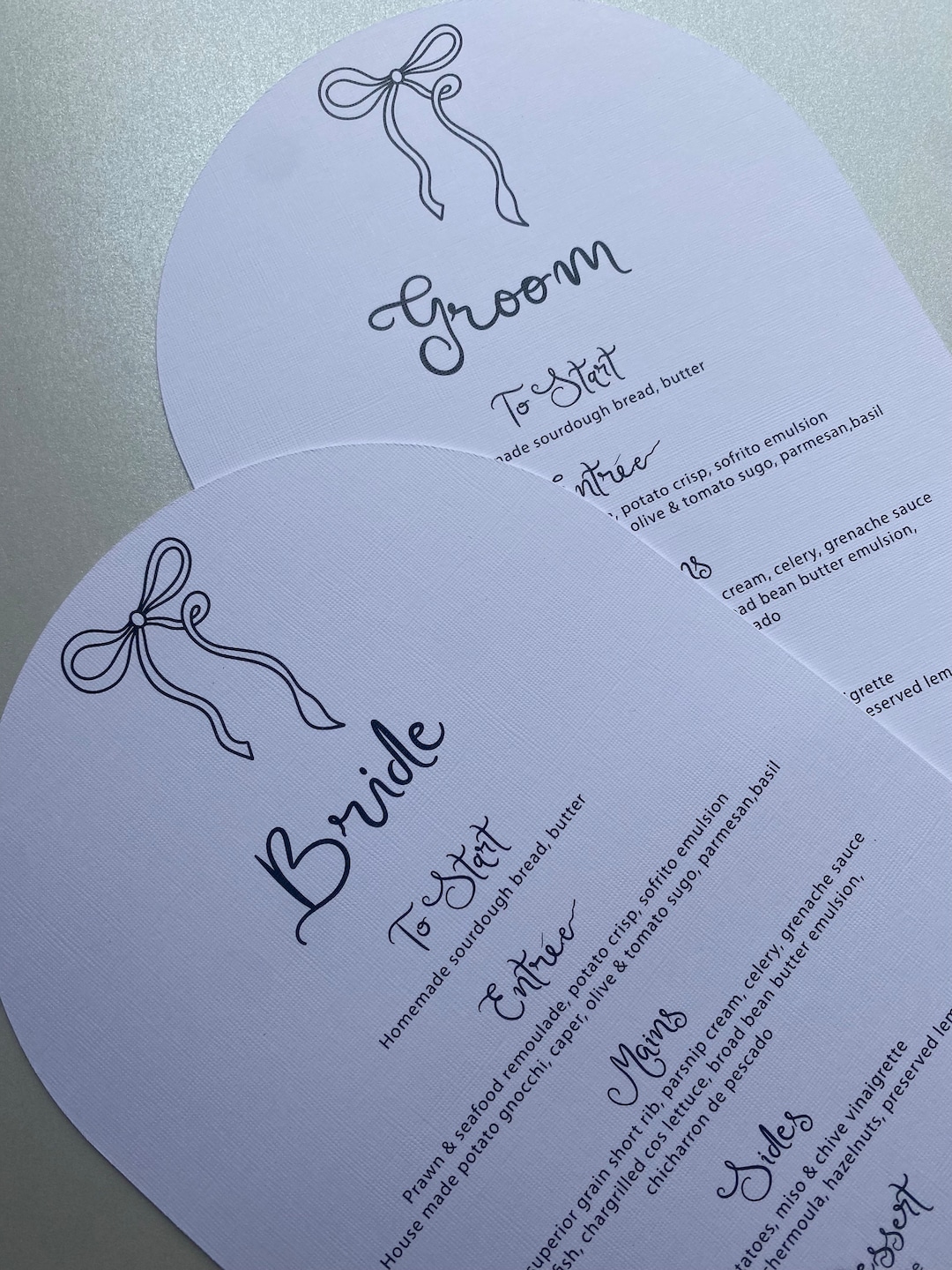 Bow Arch Menu | Printed Table Menu Personalized Wedding Menu | Custom ...
