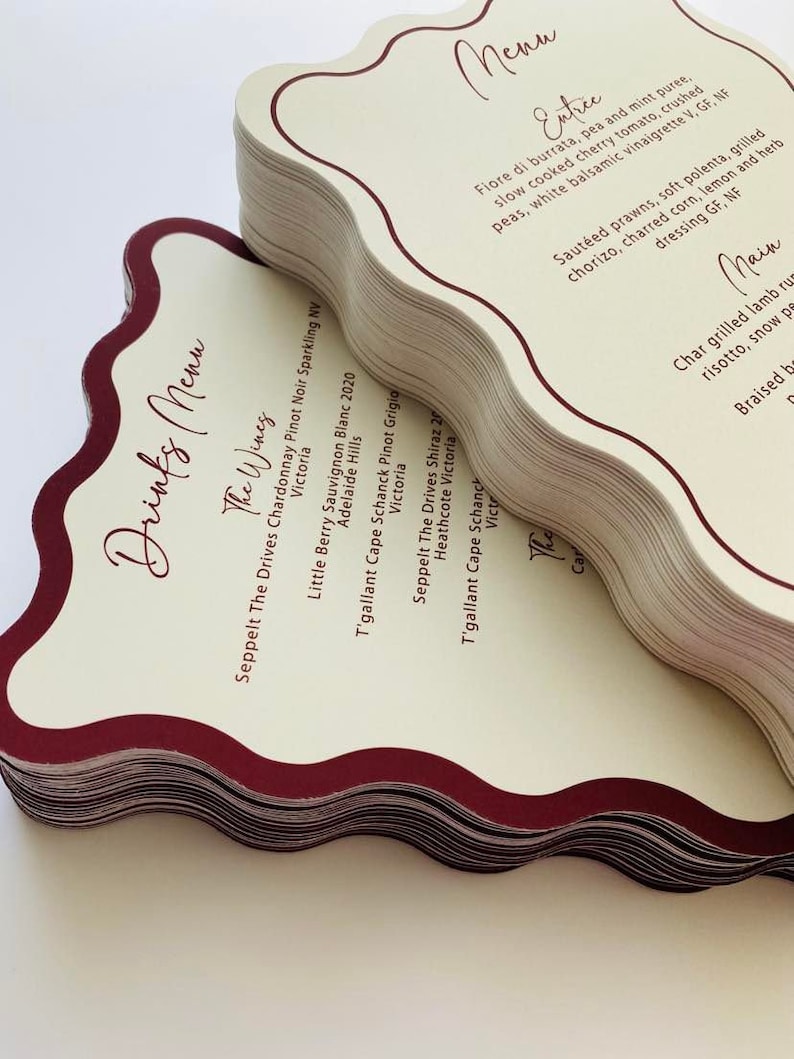 Wave Wedding Table Menu and Drinks Menu Bundle Personalised - Etsy