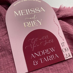 Wedding Invitation Set, Foil Invite Suite, Modern Layered Suite, Wave ...