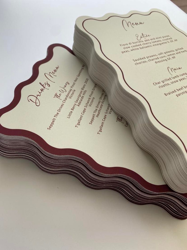 Wave Wedding Table Menu and Drinks Menu Bundle Personalised - Etsy