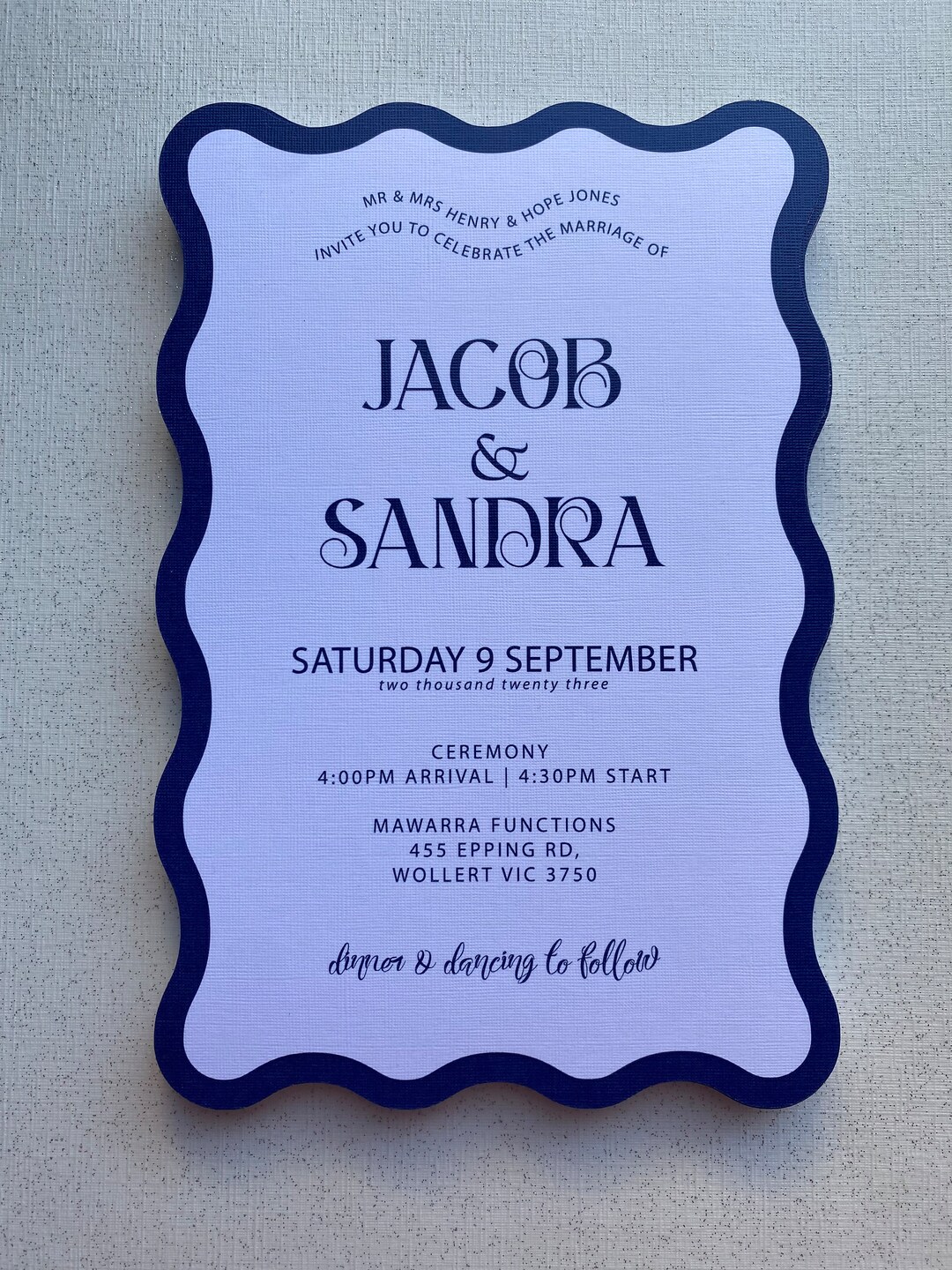 Wave Wedding Invite, Wavy Edge Invites, Wiggle Wedding Invitation, Die ...