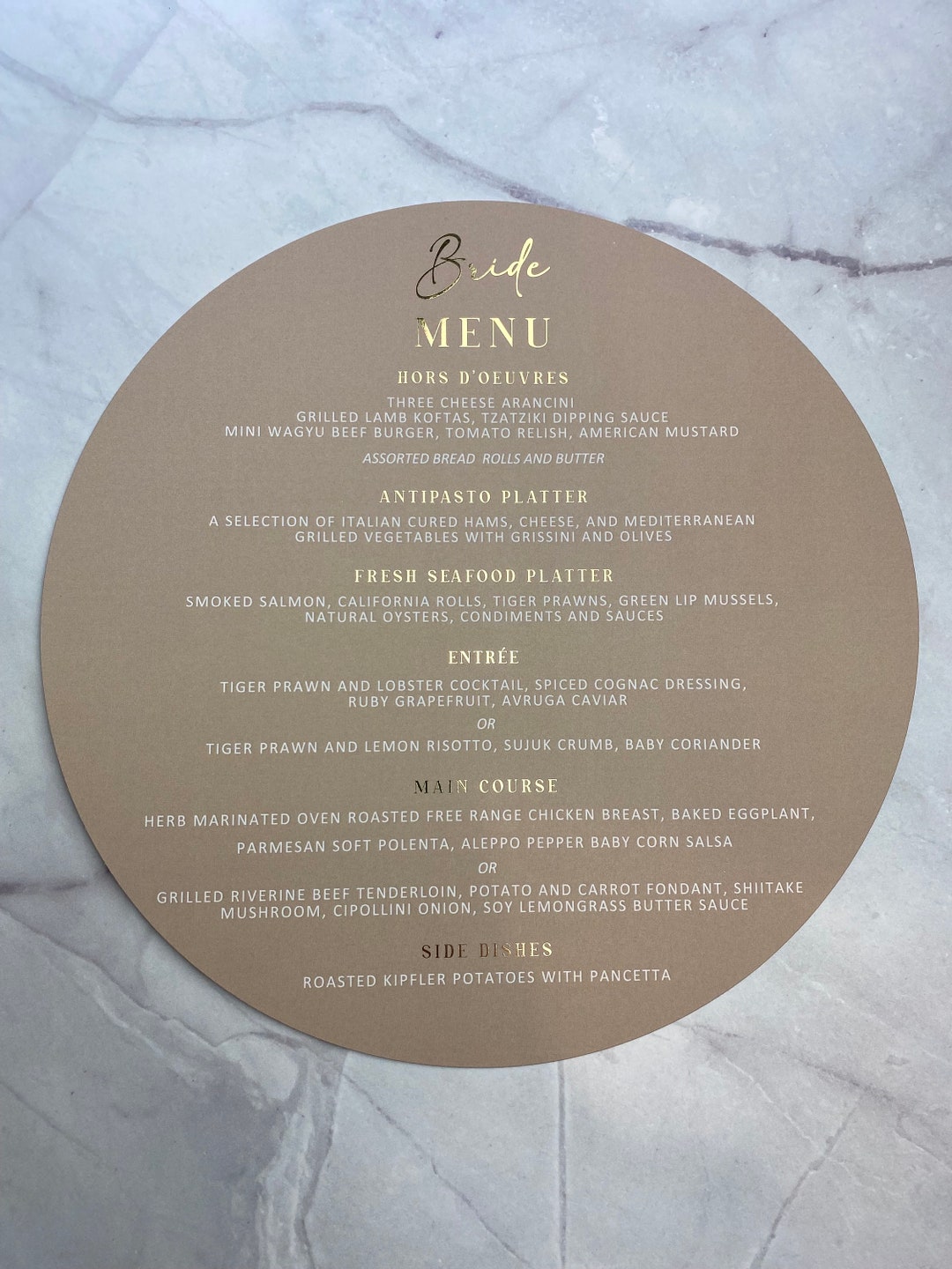 Foil Table Menu | Wedding Menus | Place Cards - Personalised Wedding ...