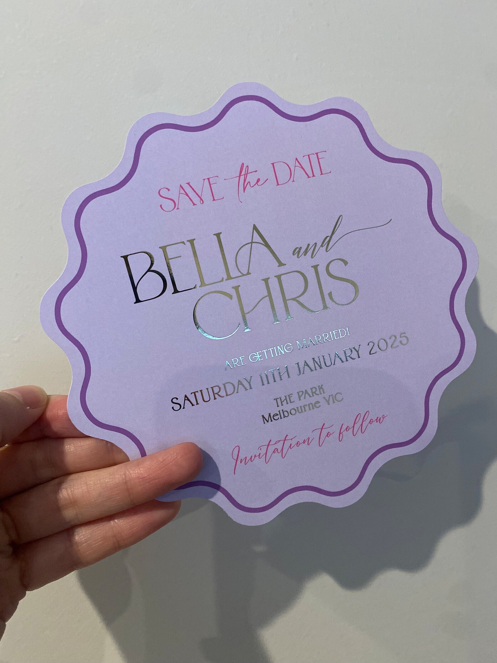 Wavy Scallop Edge Save the Date Invite Modern Pastel Save the Date ...