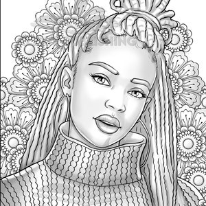Printable Adult Coloring Page Beautiful Black Woman - Etsy